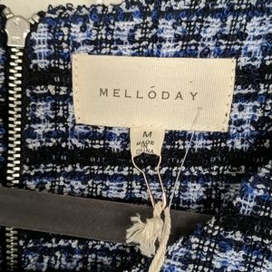 MELLODAY | Tops | Nwt Melloday 34 Sleeve Structured Tweed Top Blue ...